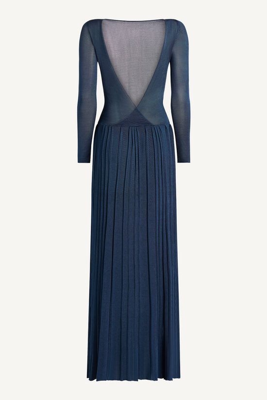 Kingsley Pleated Column Dress - True Navy – EMILY DAWN LONG