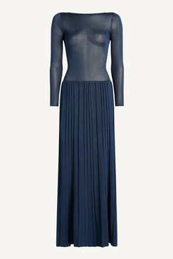 Kingsley Pleated Column Dress - True Navy – EMILY DAWN LONG